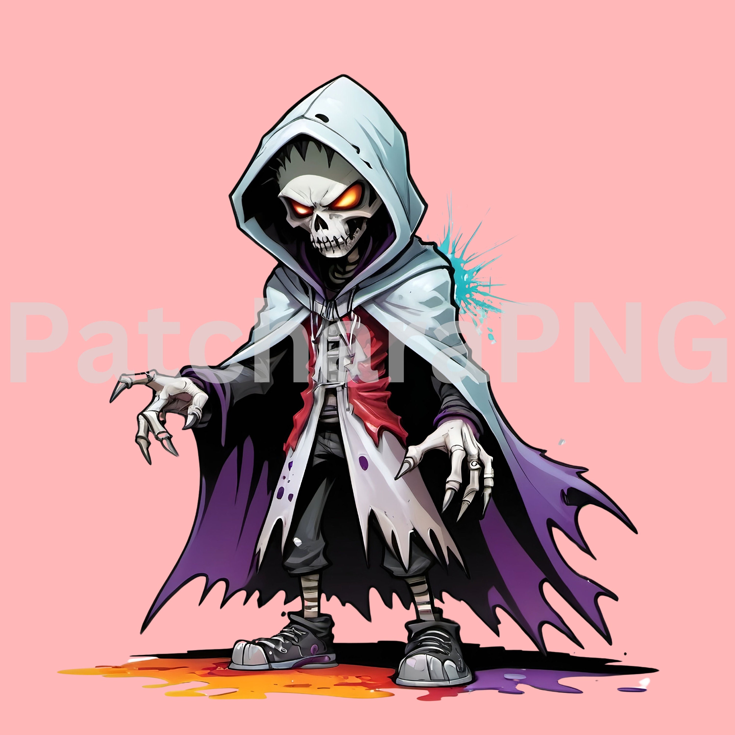 Sinister Necromancer Graffiti Art | Hooded Skull Reaper | Dark Urban ...