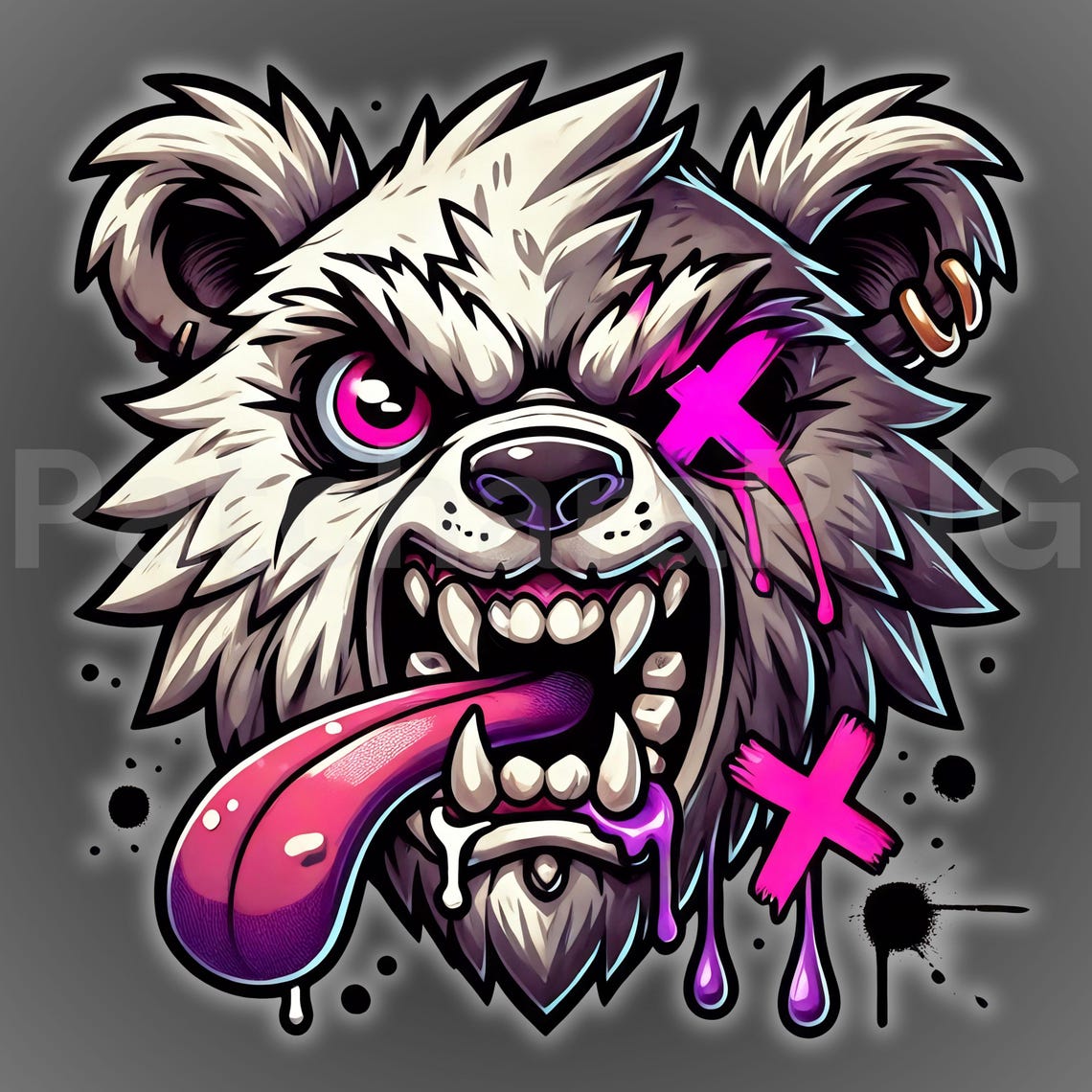 Evil Panda PNG | Creepy Cute Animal Clipart | Punk Goth Panda Design ...