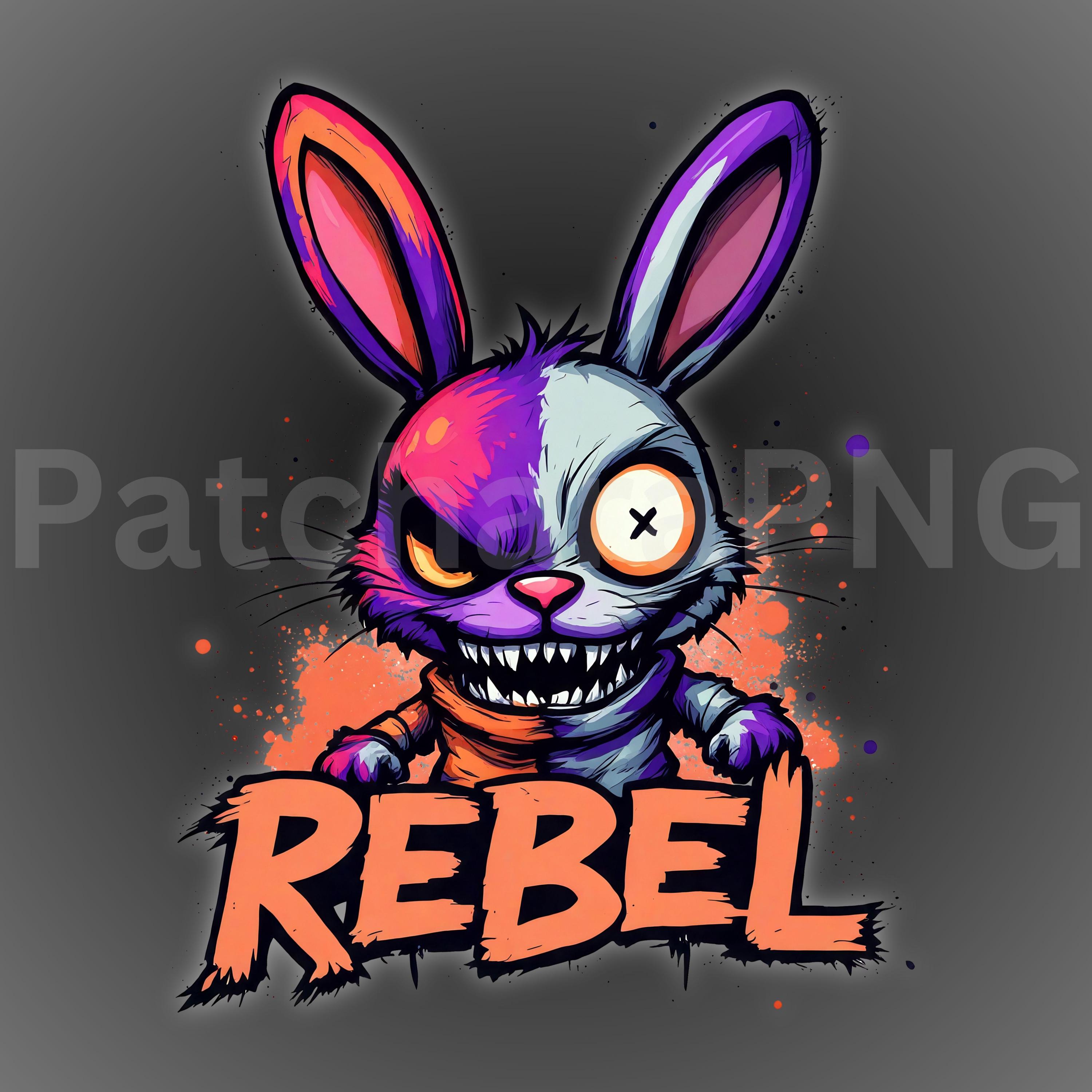 Rebel Bunny PNG | Twisted Rabbit Clipart With X Eye | Graffiti Style ...