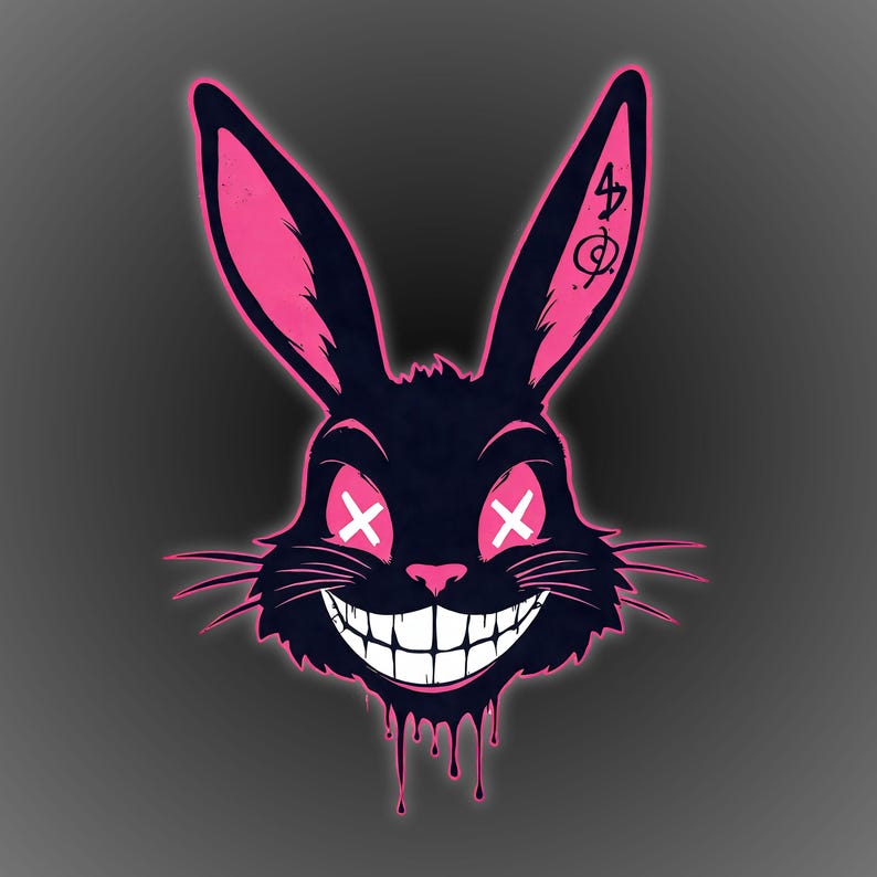 Evil Bunny PNG | Crazy Rabbit Face Clipart | Graffiti Style Animal ...
