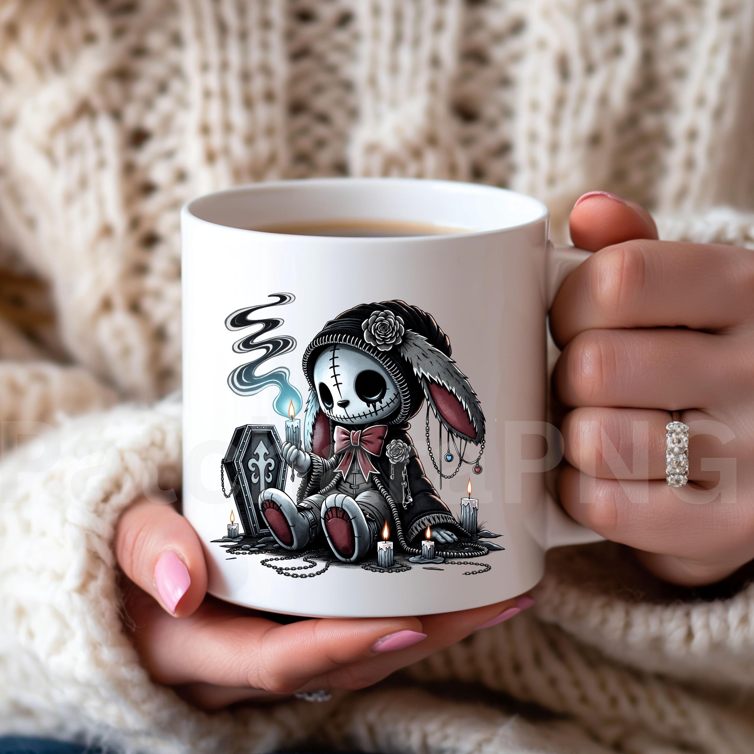 Sad Gothic Bunny With Candle PNG | Dark Mourning Clipart for ...