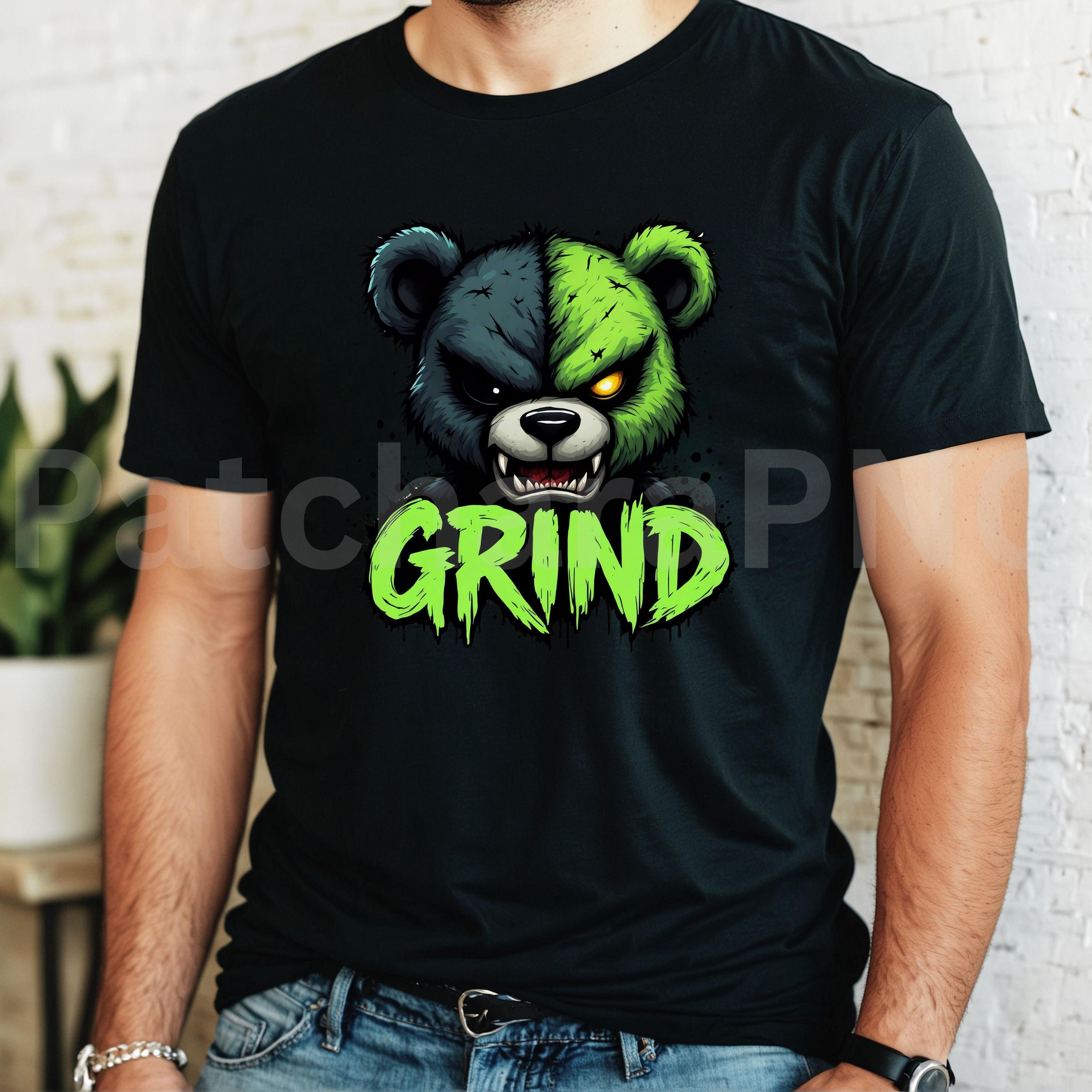 Grind Bear PNG | Hustle Teddy Clipart With Green Face | Motivational ...