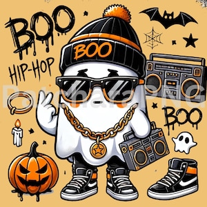 Hip-hop Ghost PNG | Cool Halloween Cartoon Character | Digital Download ...