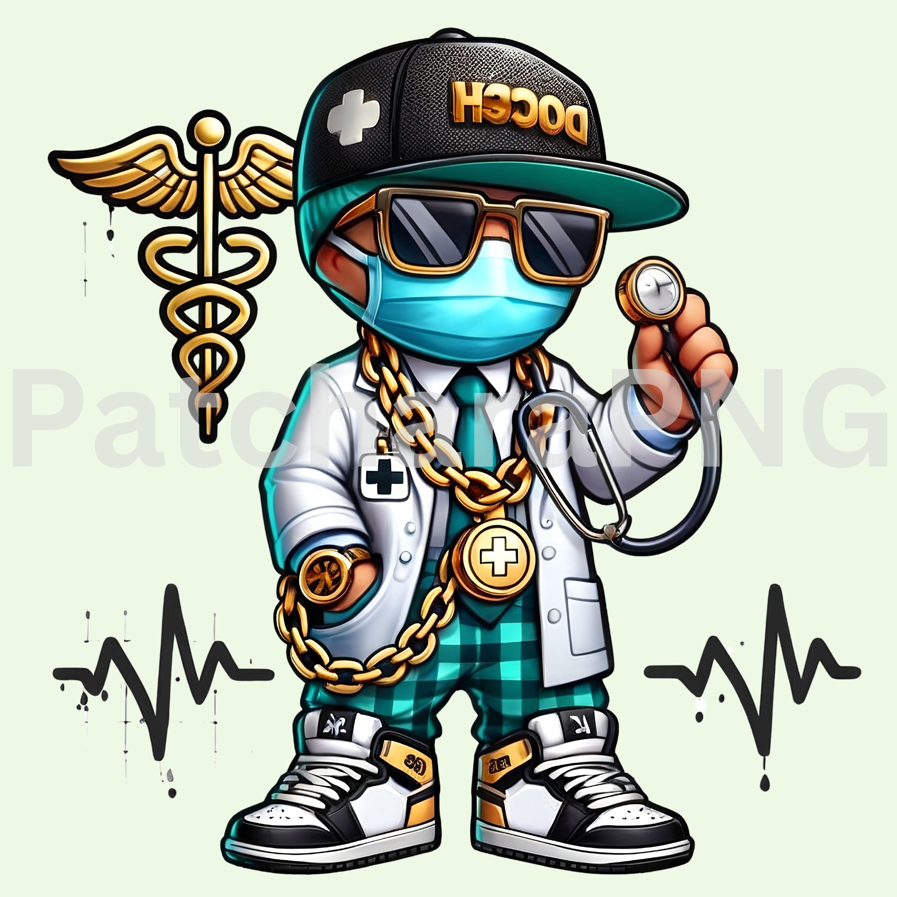 Hip-hop Doctor Cartoon Clipart | Cool Doctor With Stethoscope & Mask ...