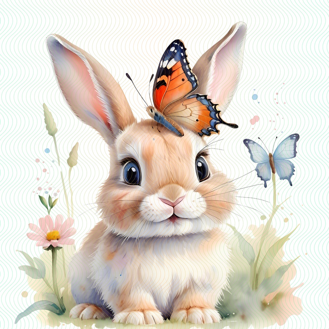 Whimsical Animal Art Cute Rabbit Watercolor, Dreamy and Delicate ...