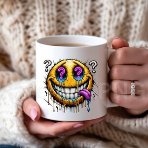 Crazy Smiley PNG With Question Eyes – Graffiti Drip Face Art for Funny ...