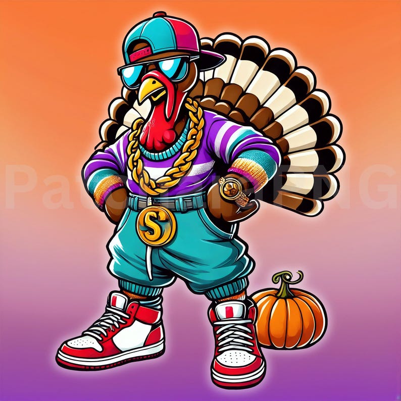 Gangsta Turkey PNG | Funny Thanksgiving Turkey Clipart With Knife and ...