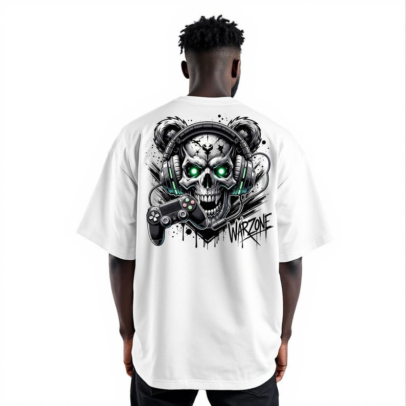Skull Gamer PNG With Headset & Controller - Warzone Style Graphic for ...