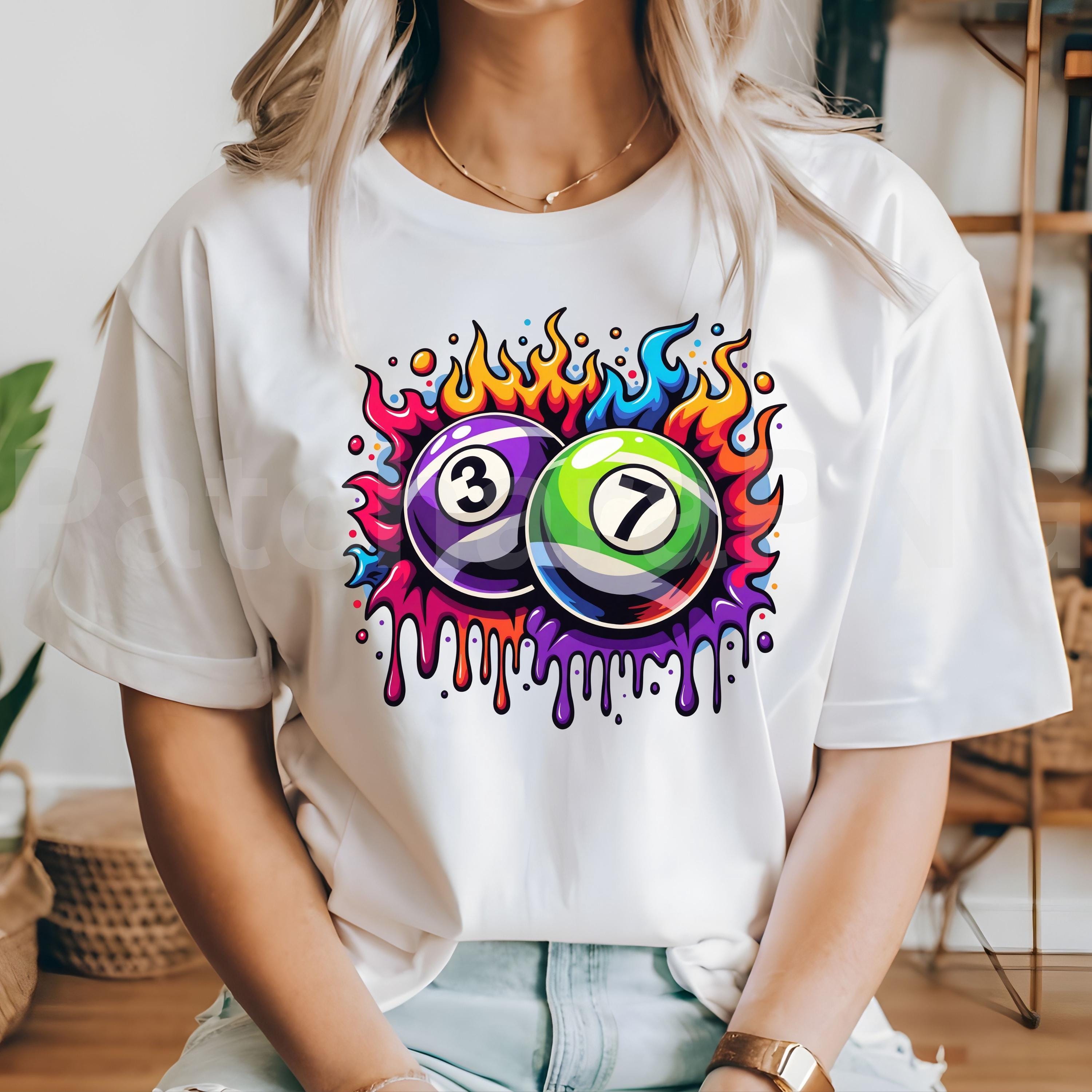 Graffiti Pool Ball PNG 3 & 7 Flame Art | Bold Billiards Clipart for DTF ...