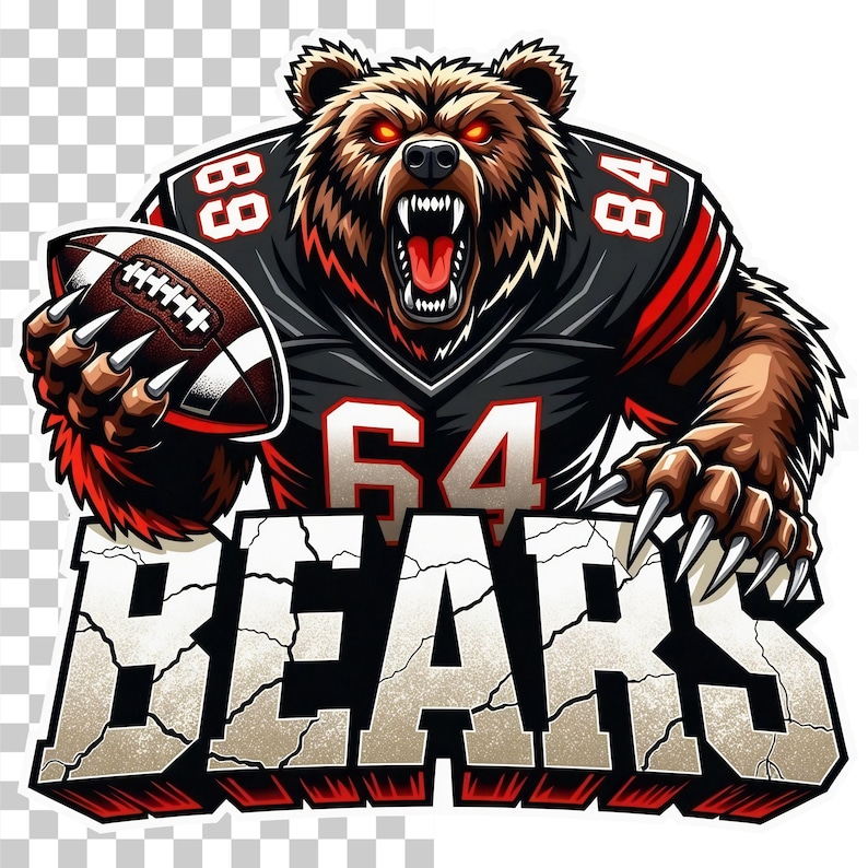Bear Football Mascot PNG | Fierce DTF Shirt Design | Sublimation ...