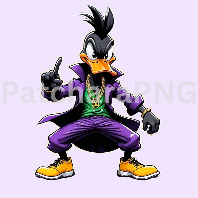 Gangsta Duck PNG | Duck Clipart in Purple Jacket and Gold Chain ...