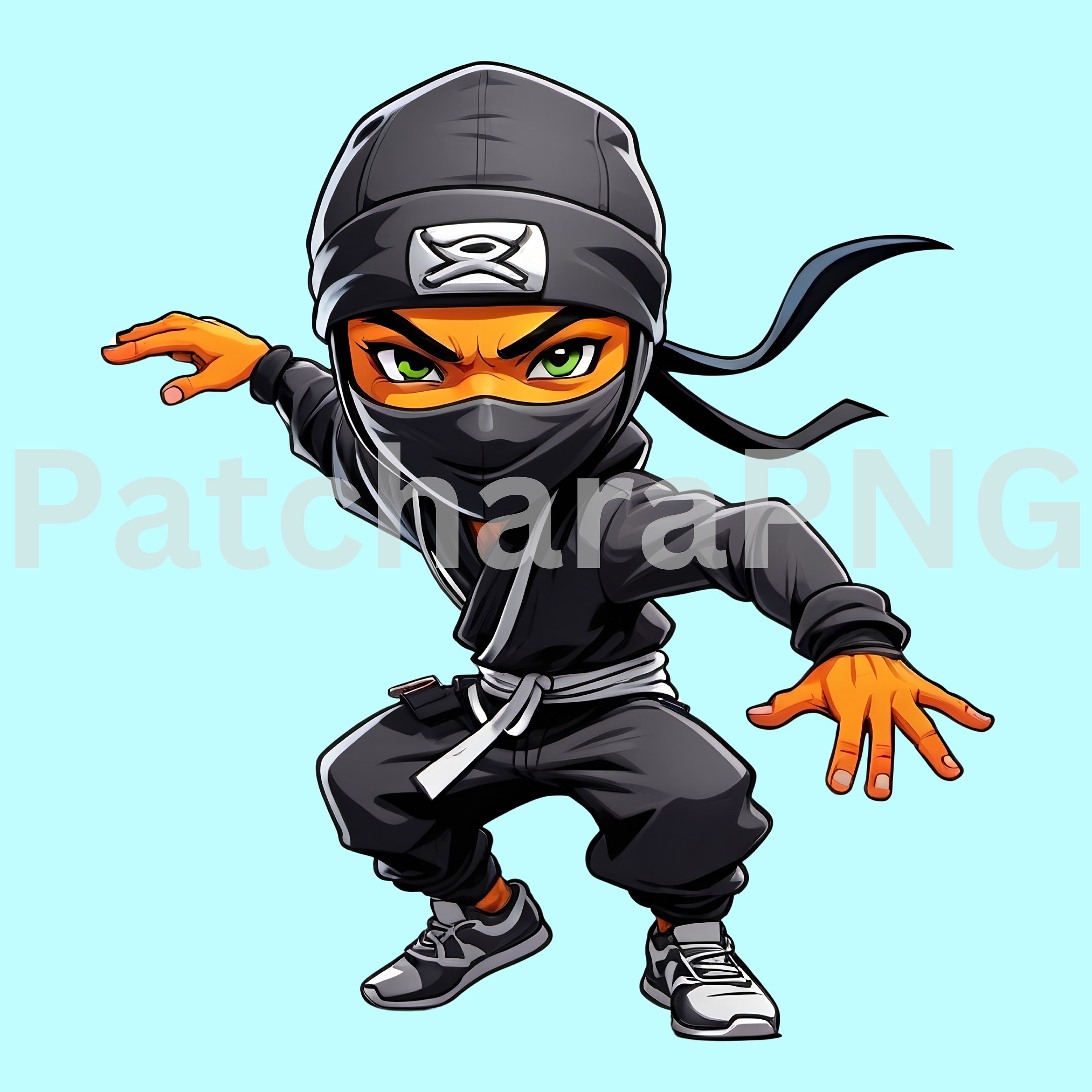 Cartoon Ninja Character Clipart Vibrant Colors, Bold Outlines High-res ...