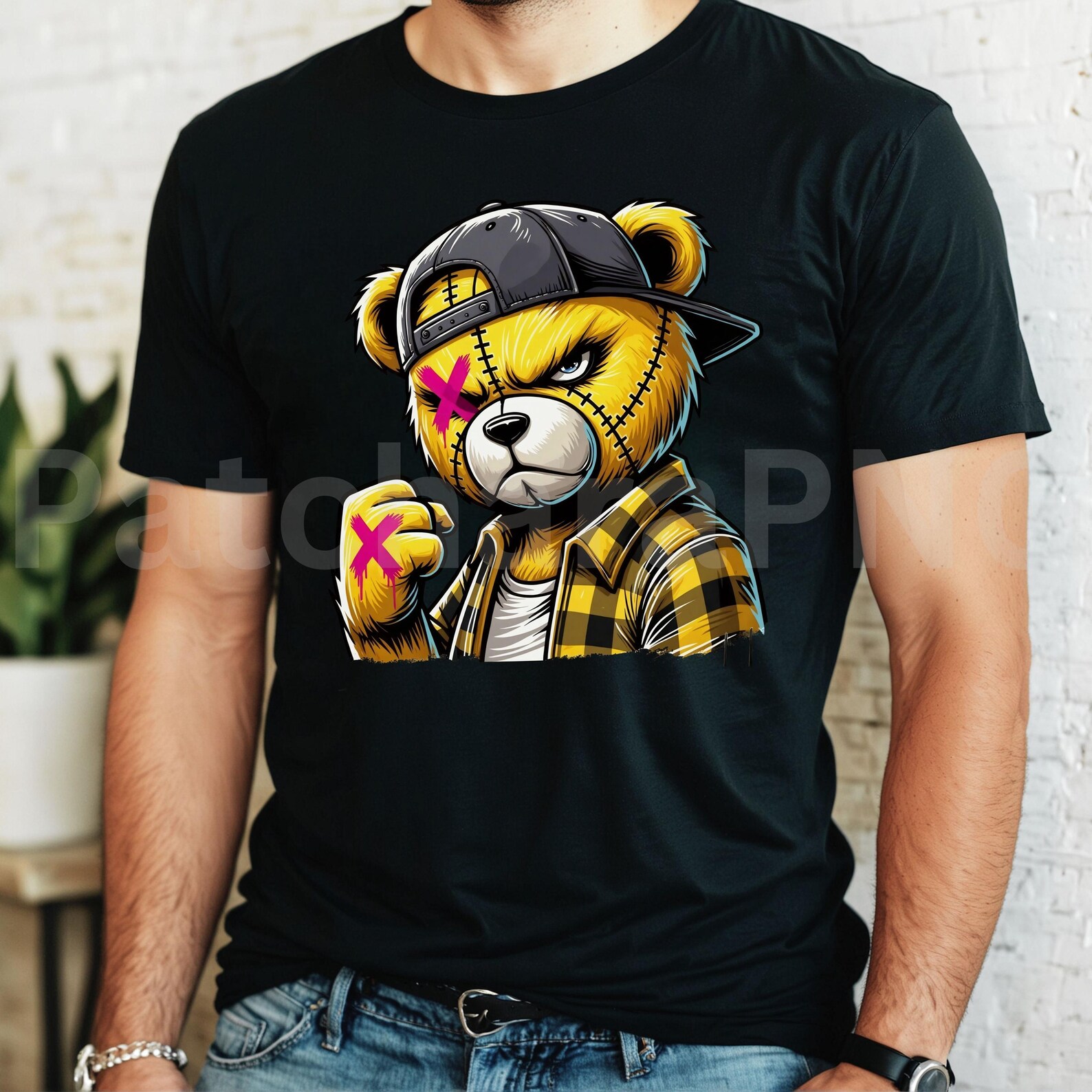 Yellow Gangsta Bear PNG | Teddy Clipart With X Eyes and Hat | Urban ...