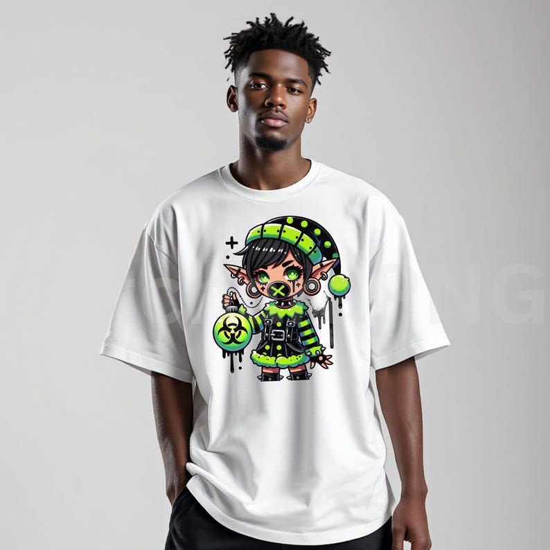 Gothic Cute Design ,toxic Goth Elf PNG | Cyberpunk Christmas ...