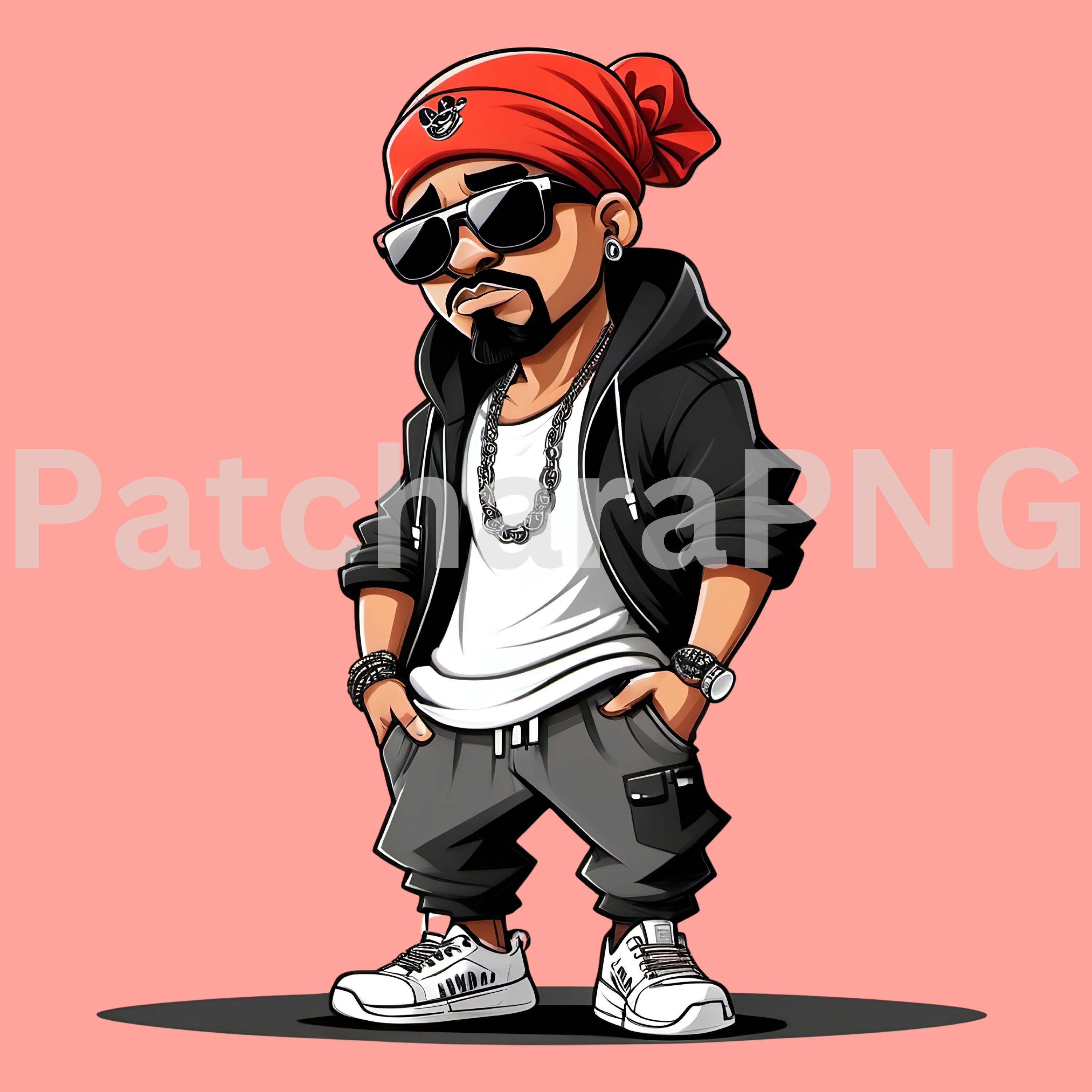 Cool Hip-hop Gangster PNG - Cartoon Streetwear Character With Bandana ...
