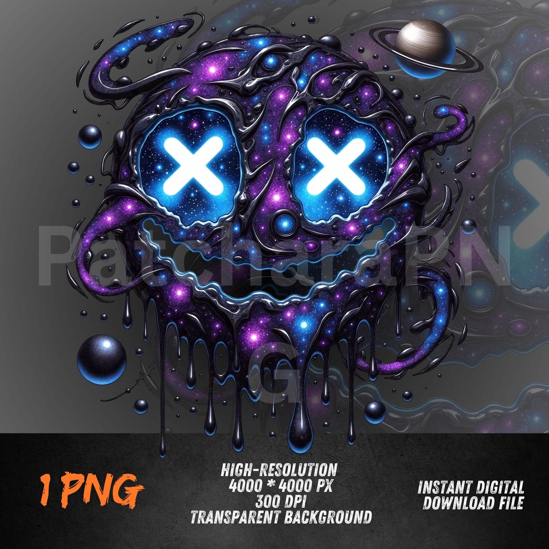 Galaxy Slime Face PNG, Trippy Space Emoji Clipart for DTF, Sublimation ...