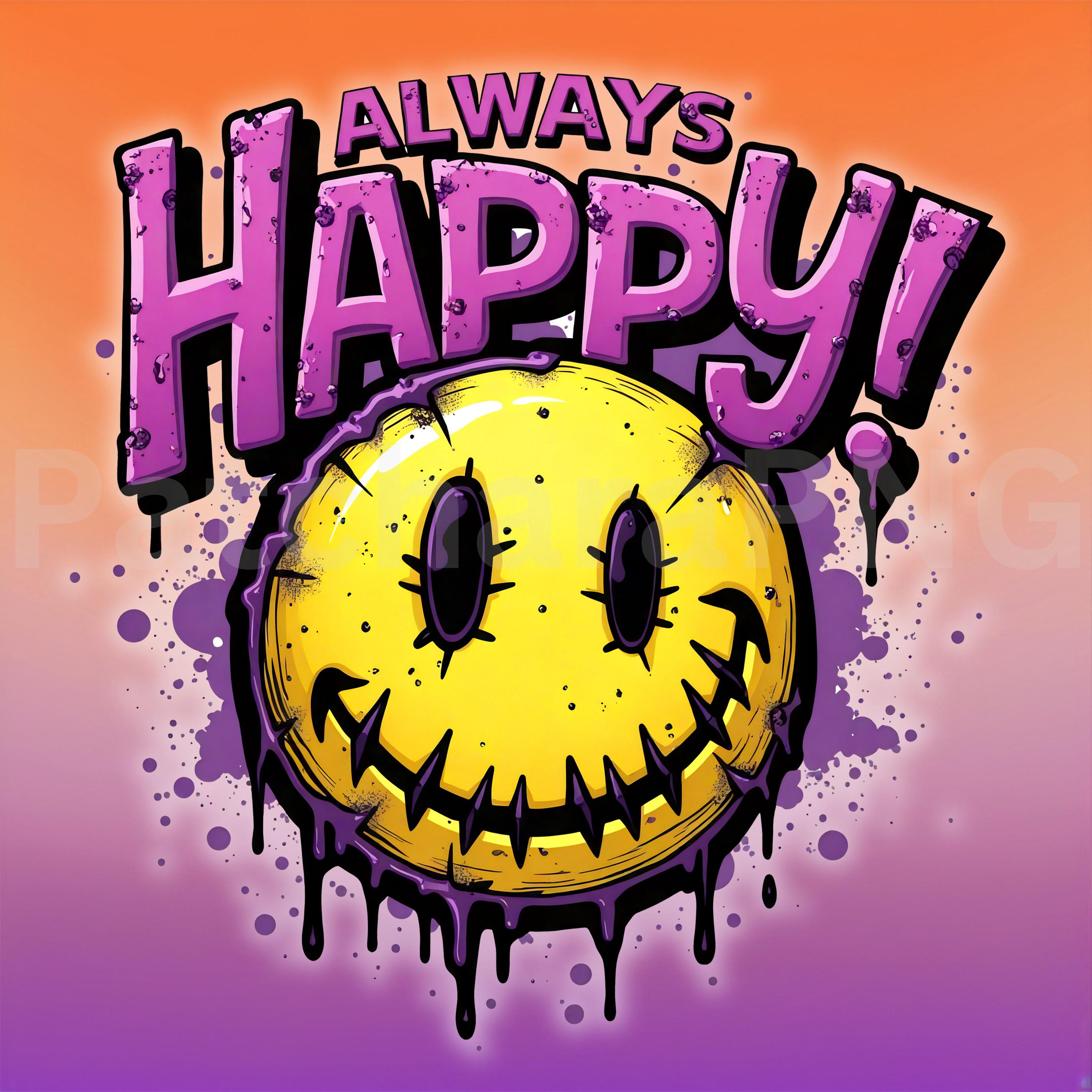 Grunge Smiley Face PNG | Edgy Streetwear Clipart | Dark Aesthetic ...