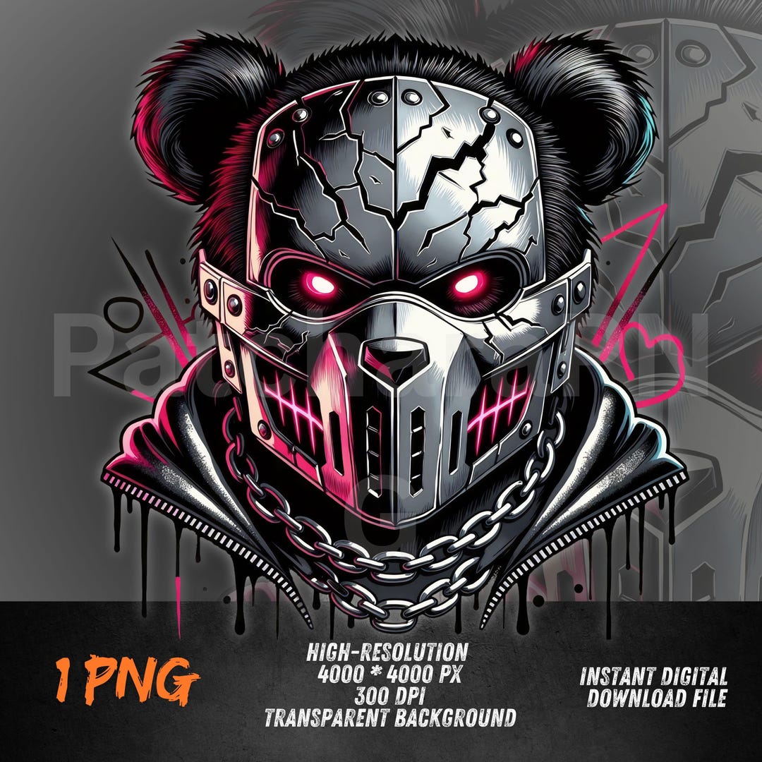 Masked Bear PNG Graffiti Style | Cyber Gangsta Teddy Clipart ...