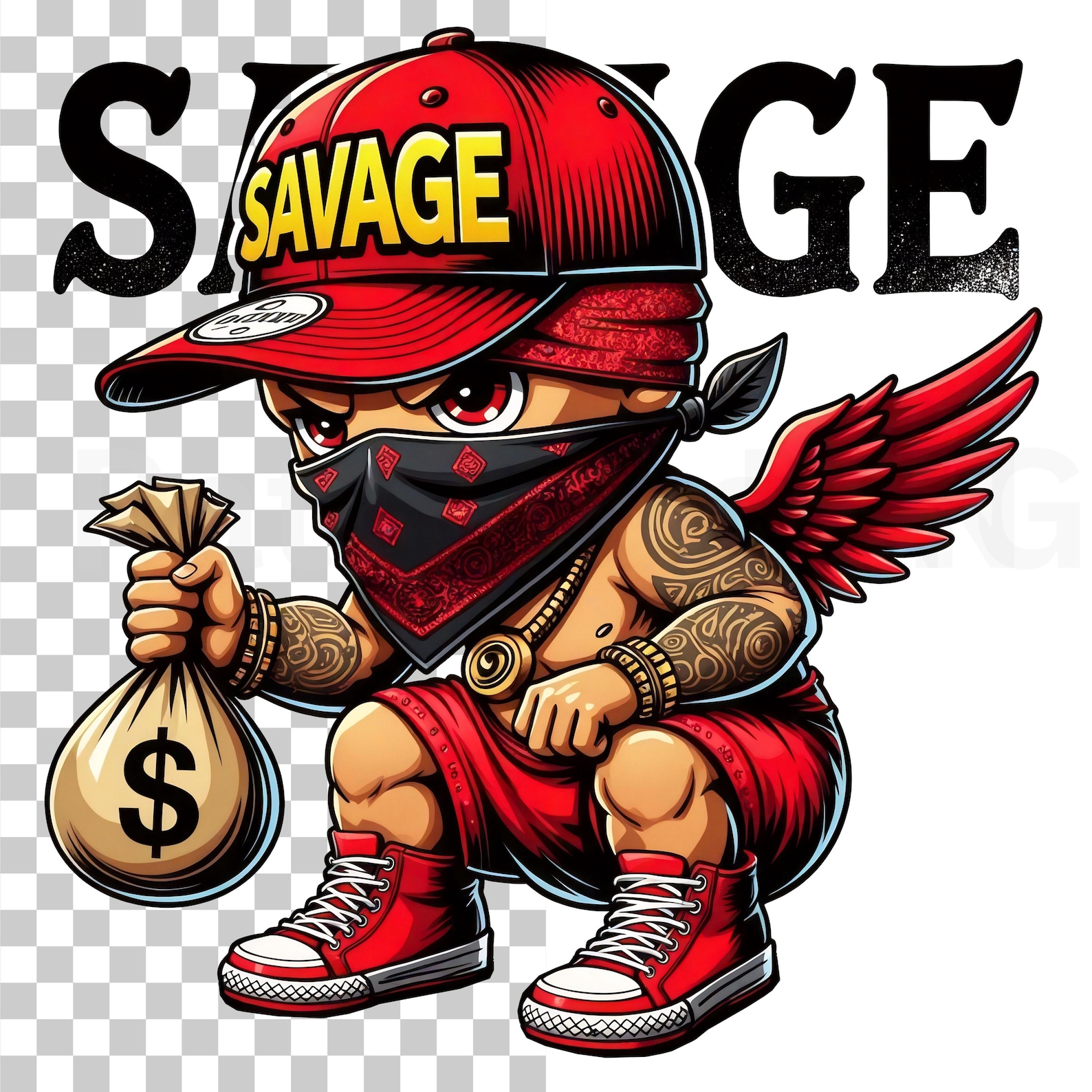 Savage Hip Hop PNG | Gangsta Cartoon Character Clipart for DTF ...