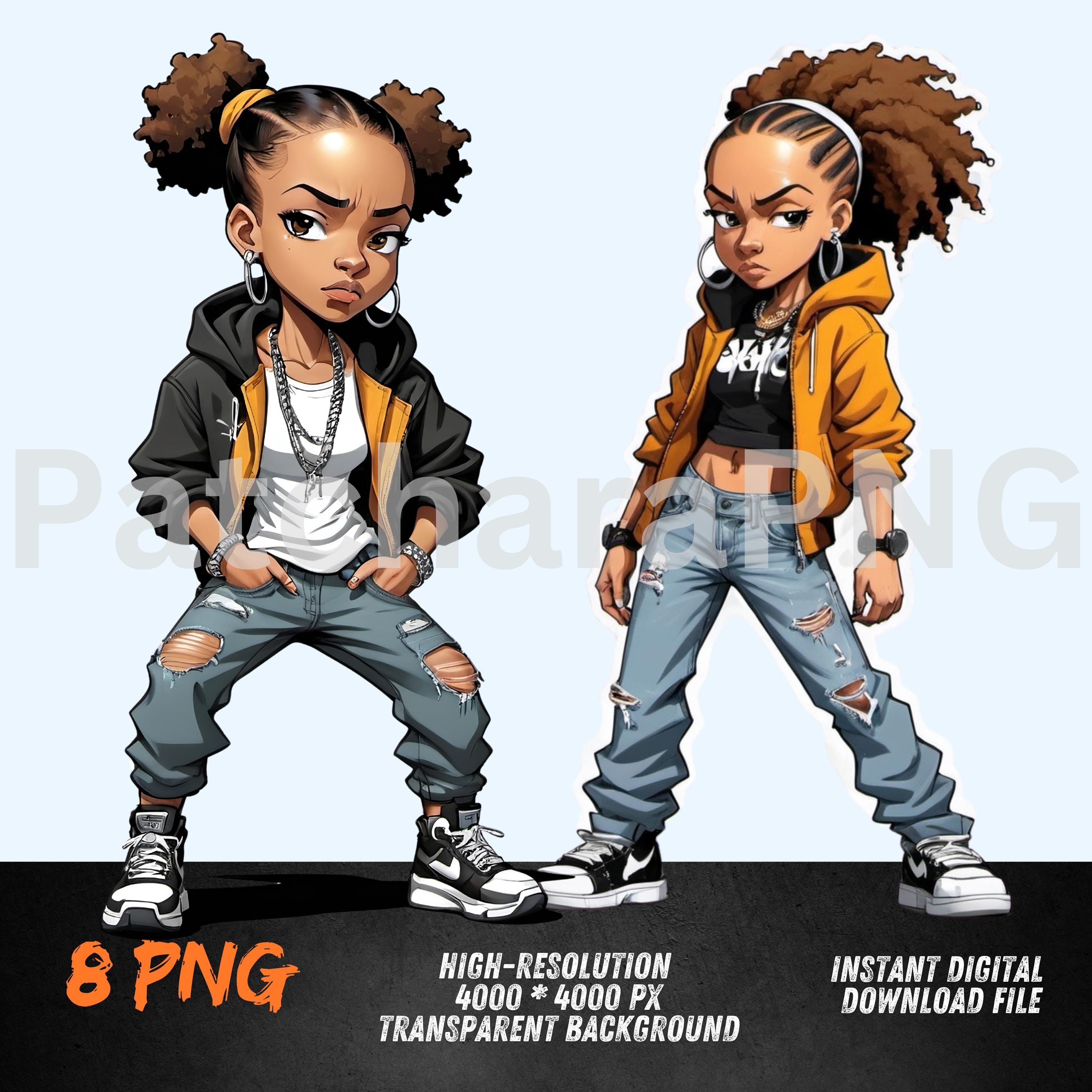 Hip-hop Girl Character Cartoon Illustration, Graffiti Art PNG, Urban ...