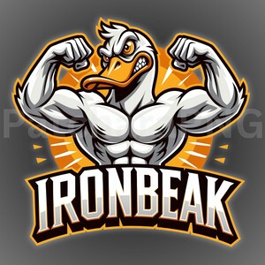 Ironbeak Muscle Duck PNG | Gym Mascot Logo Clipart | Flexing Cartoon ...