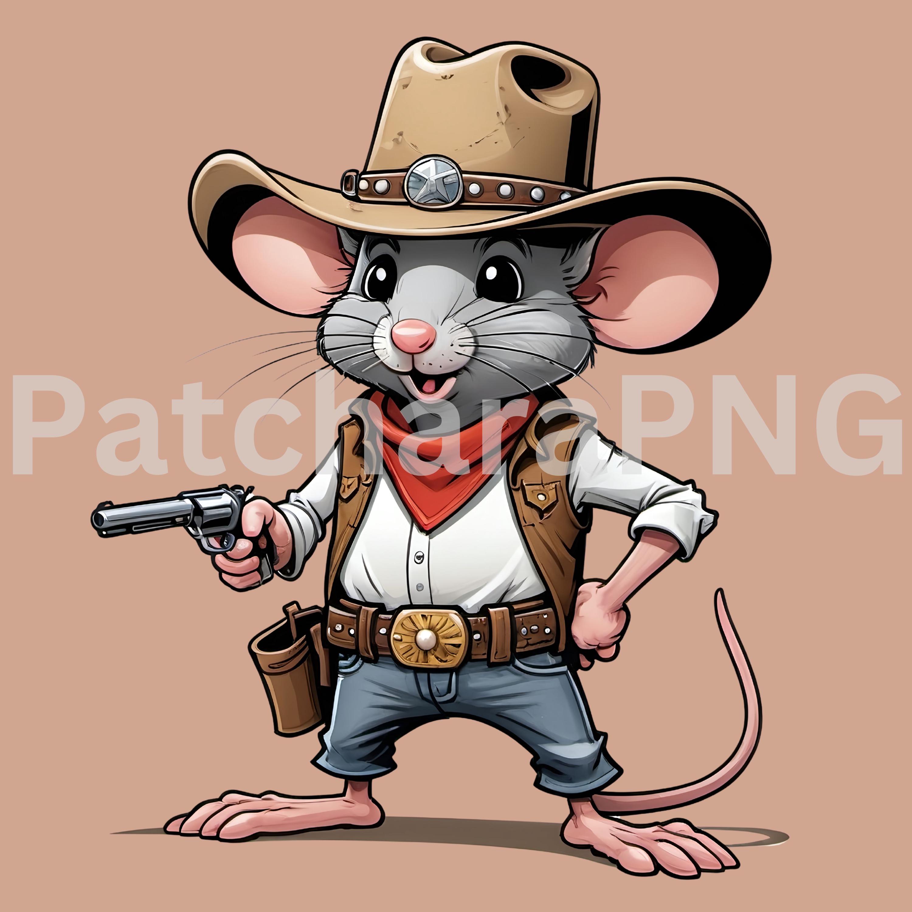 Cowboy Mouse Clipart PNG | Cute Western Mouse Art | Cartoon Mouse ...