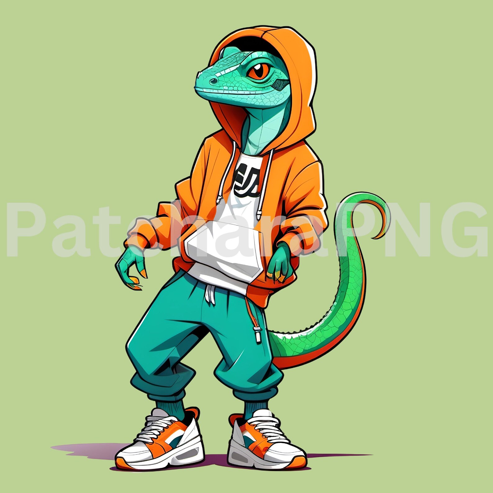 Hip Hop Lizard PNG | Cool Lizard Clipart in Hoodie and Sneakers | Urban ...