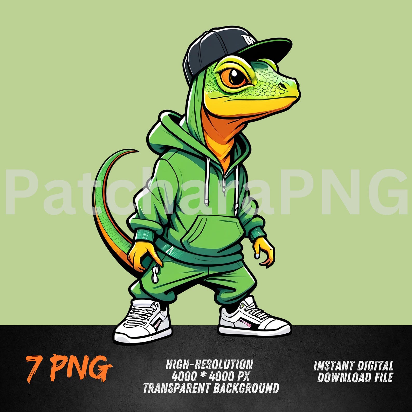 Hip Hop Lizard PNG | Cool Lizard Clipart in Hoodie and Sneakers | Urban ...
