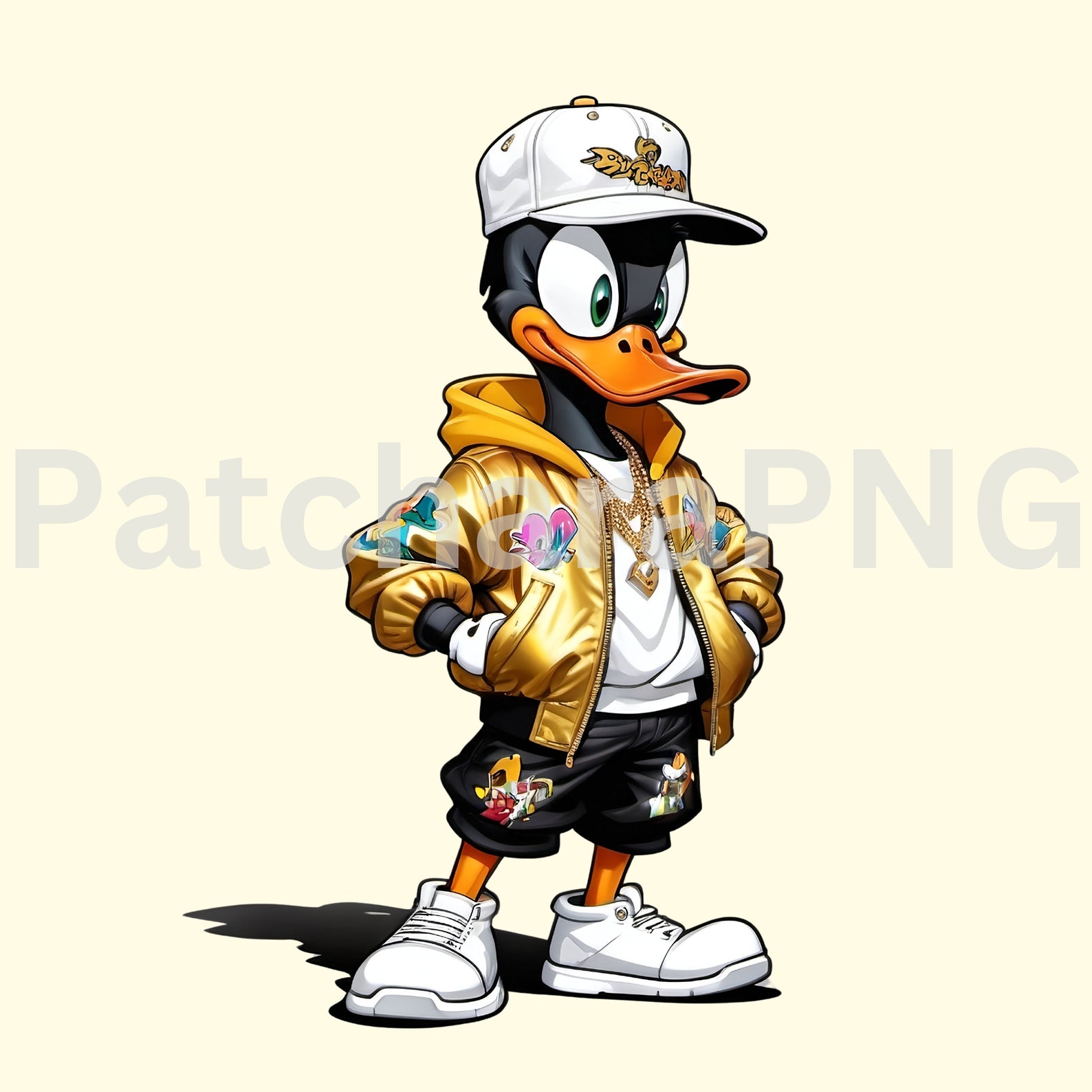 Swag Duck PNG | Hip Hop Duck Clipart in Gold Jacket and Hat | Urban ...