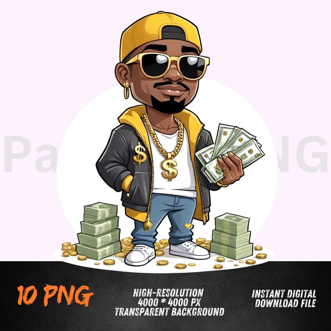 Hip-hop Cartoon PNG | Rapper Character Clipart | Gold Chain, Sunglasses ...