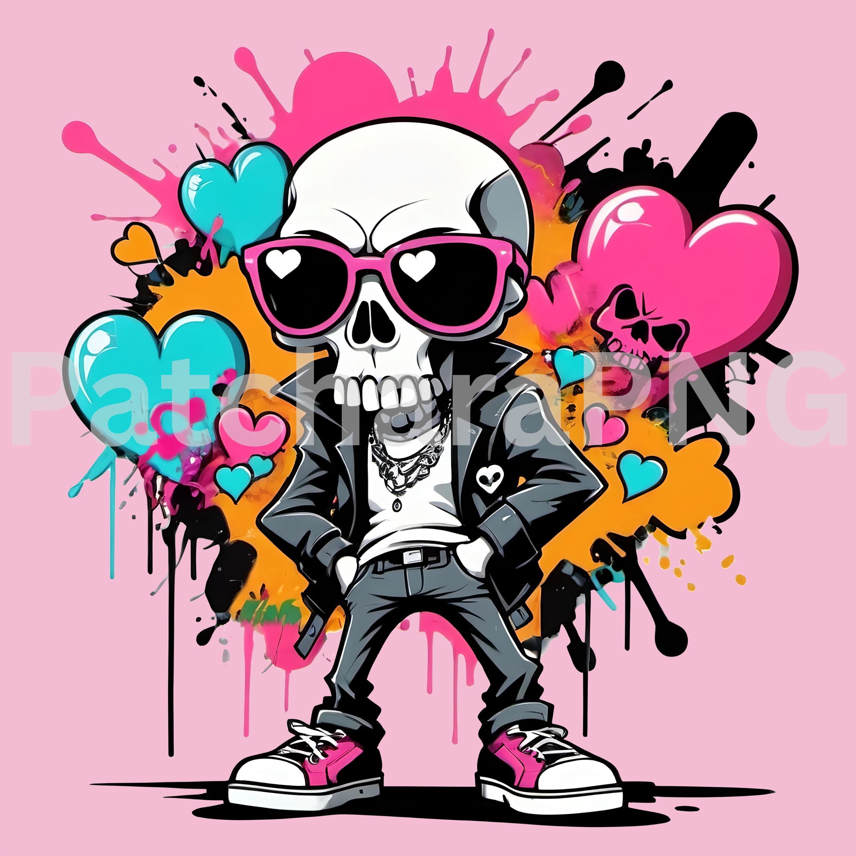 Skull Art With Roses and Hearts PNG | Gothic Romantic Clipart | Skull ...