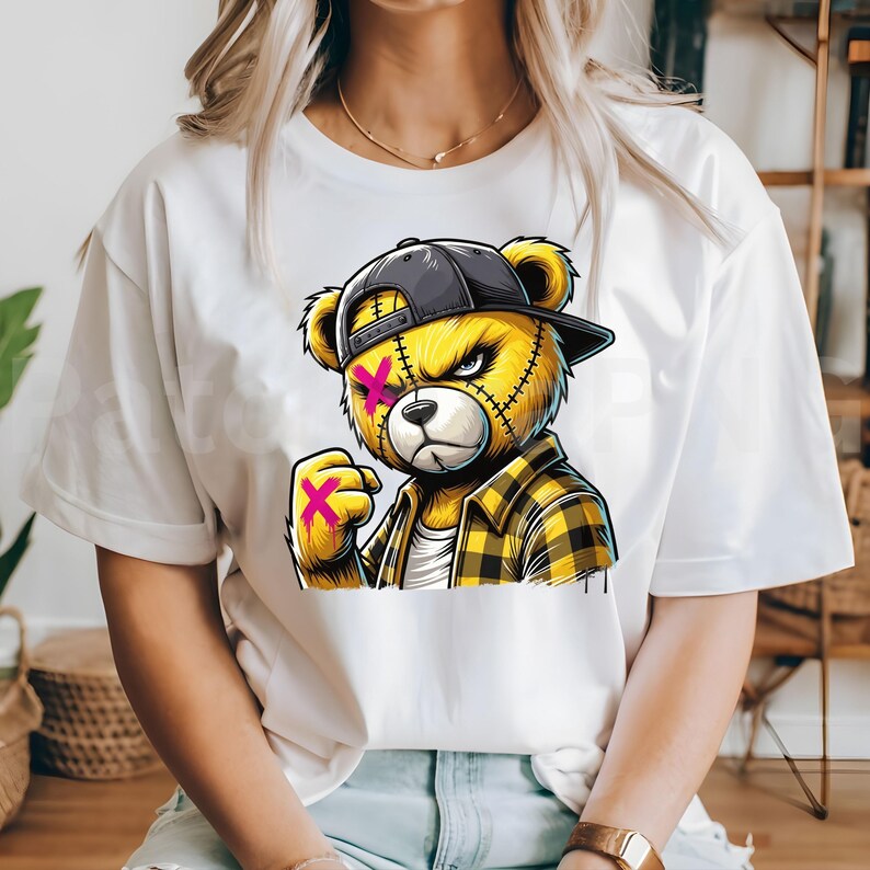 Yellow Gangsta Bear PNG | Teddy Clipart With X Eyes and Hat | Urban ...