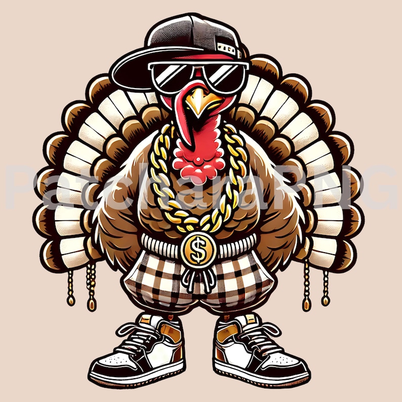 Hip Hop Turkey PNG | Funny Turkey Clipart With Glasses and Chains ...