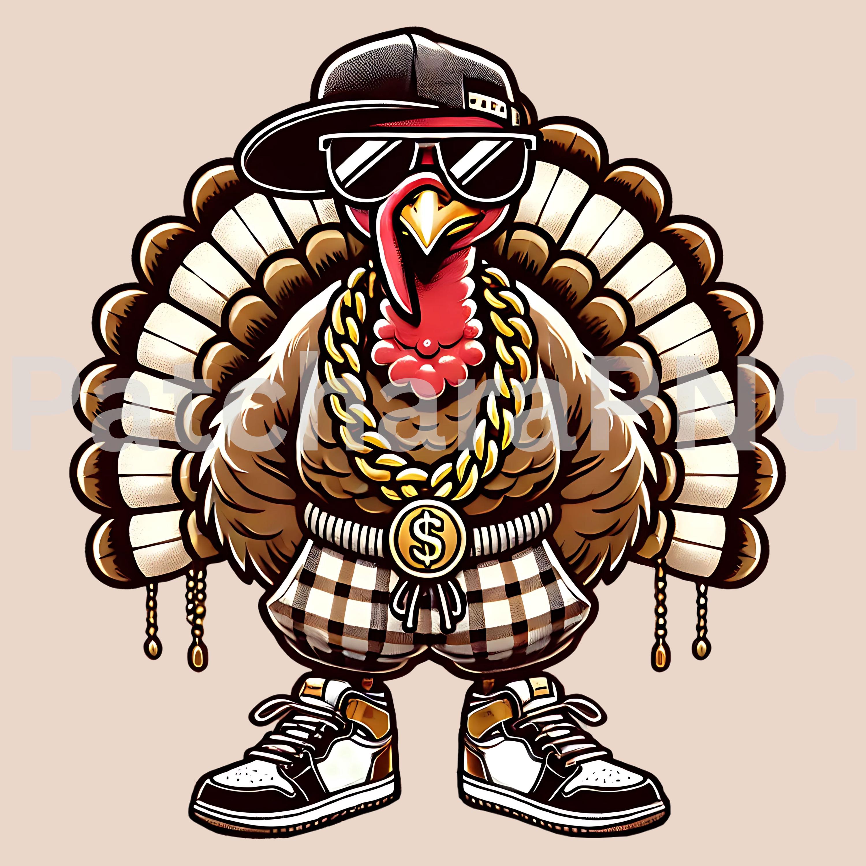 Hip Hop Turkey PNG | Funny Turkey Clipart With Glasses and Chains ...
