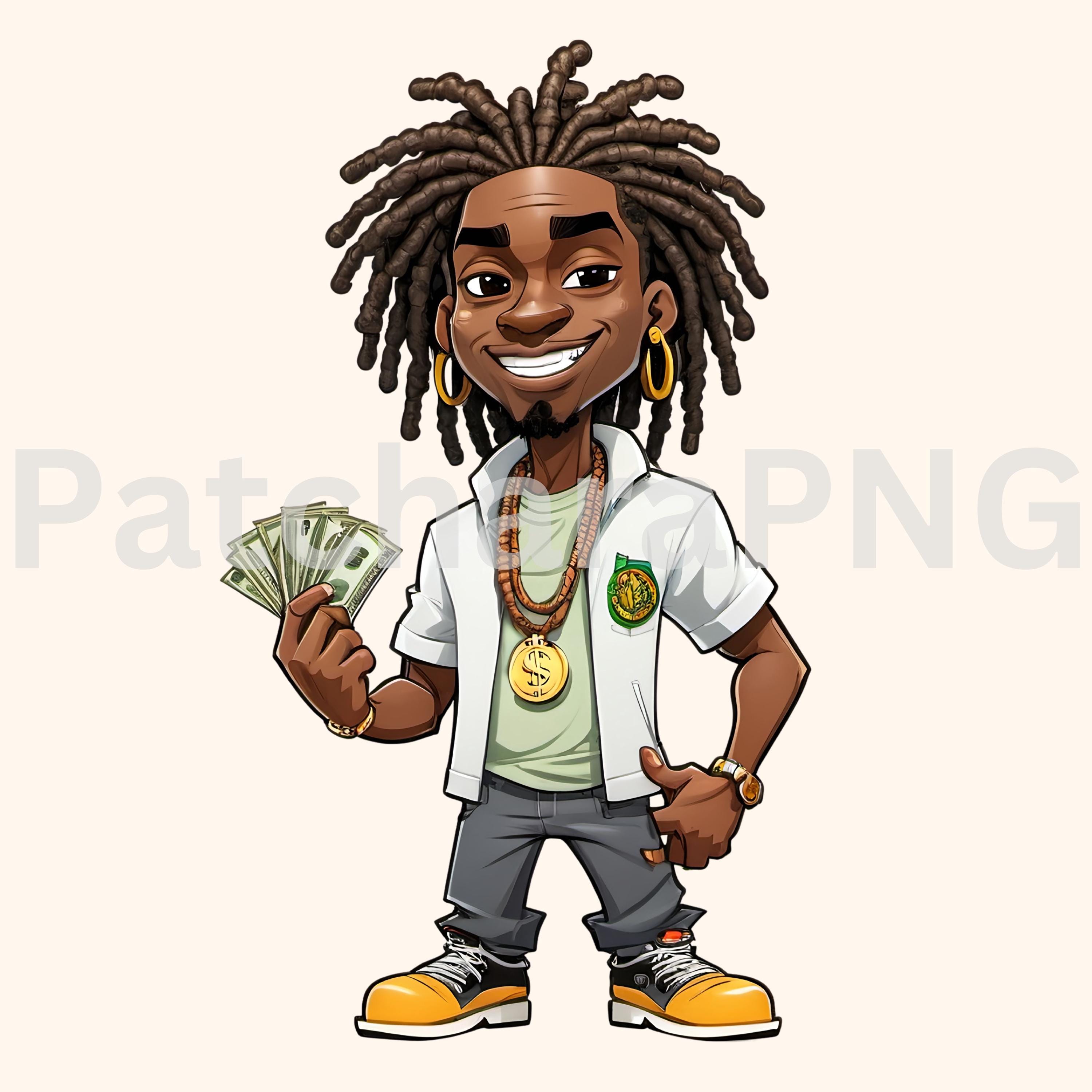 Cool Hip-hop Cartoon Character With Locs | African American Streetwear ...