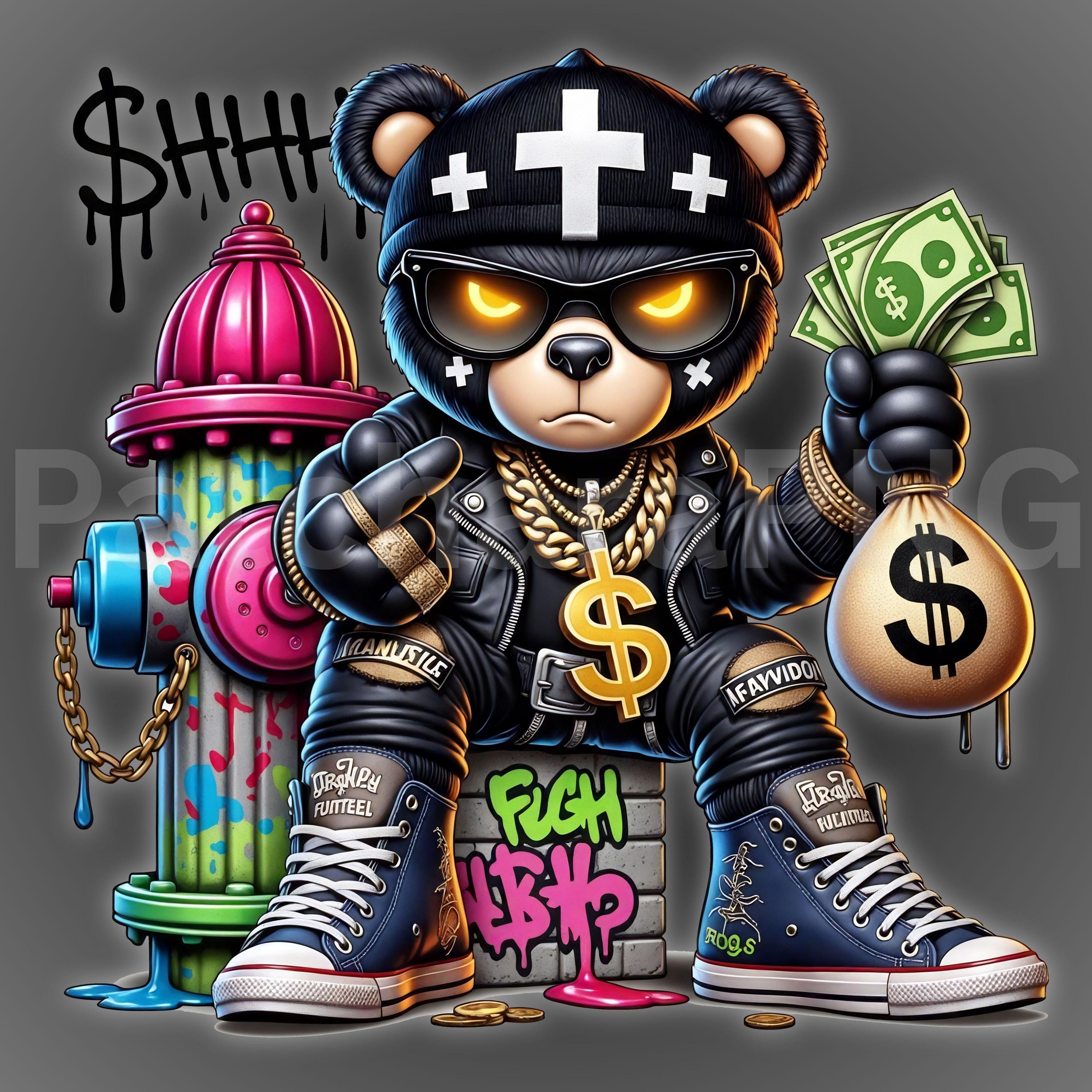 Hiphop Teddy Bear Png, Gangsta Bear PNG | Hip Hop Graffiti Teddy ...