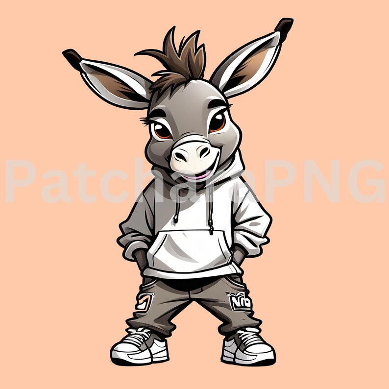 Cool Donkey Cartoon Character in Hip-hop Streetwear | Graffiti-style ...