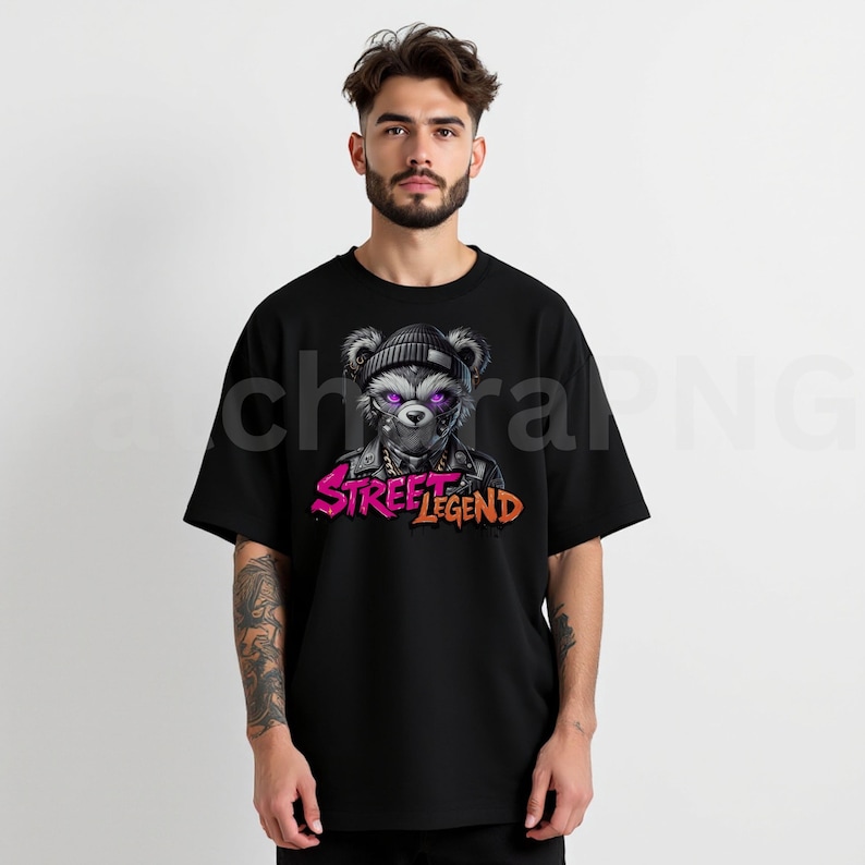 Street Legend Bear PNG | Cyberpunk Gangsta Clipart for DTF ...