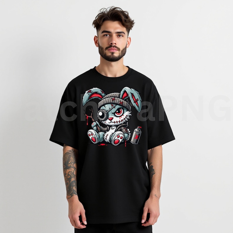 Graffiti Bunny PNG | Dark Cute Bunny Clipart With Spray Can | Urban ...