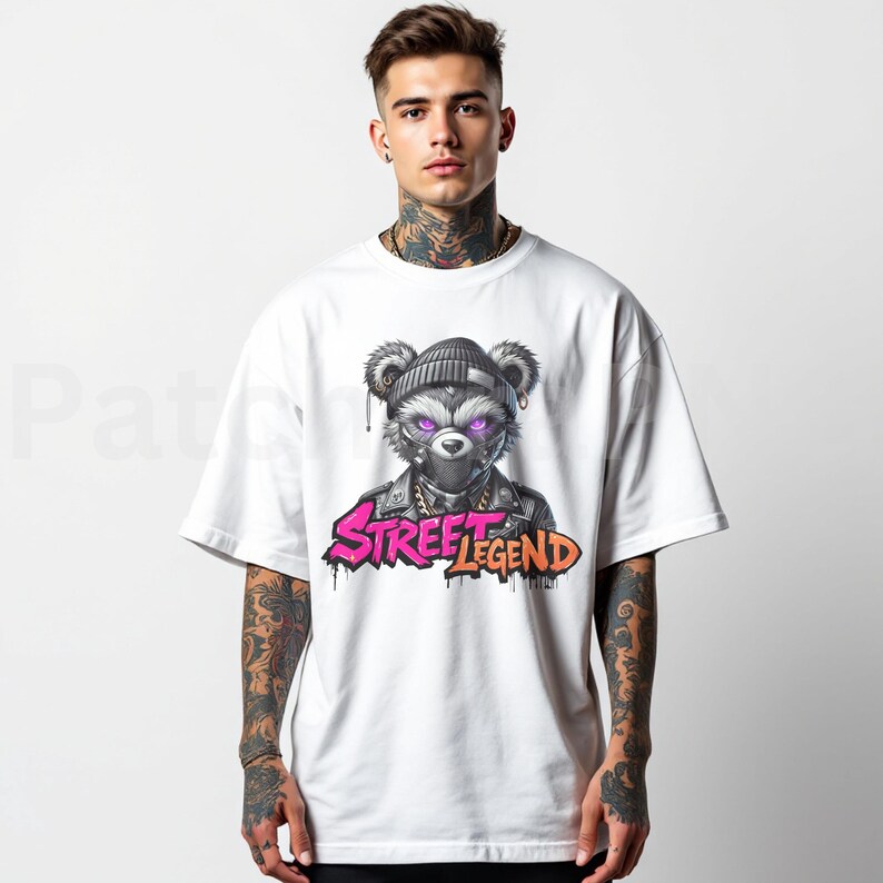 Street Legend Bear PNG | Cyberpunk Gangsta Clipart for DTF ...