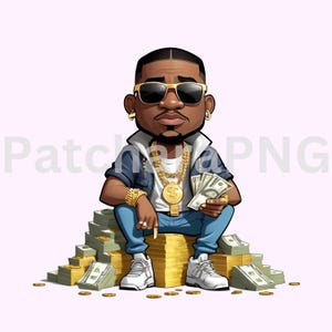 Hip-hop Cartoon PNG Rapper Character Clipart Gold Chain, Sunglasses ...