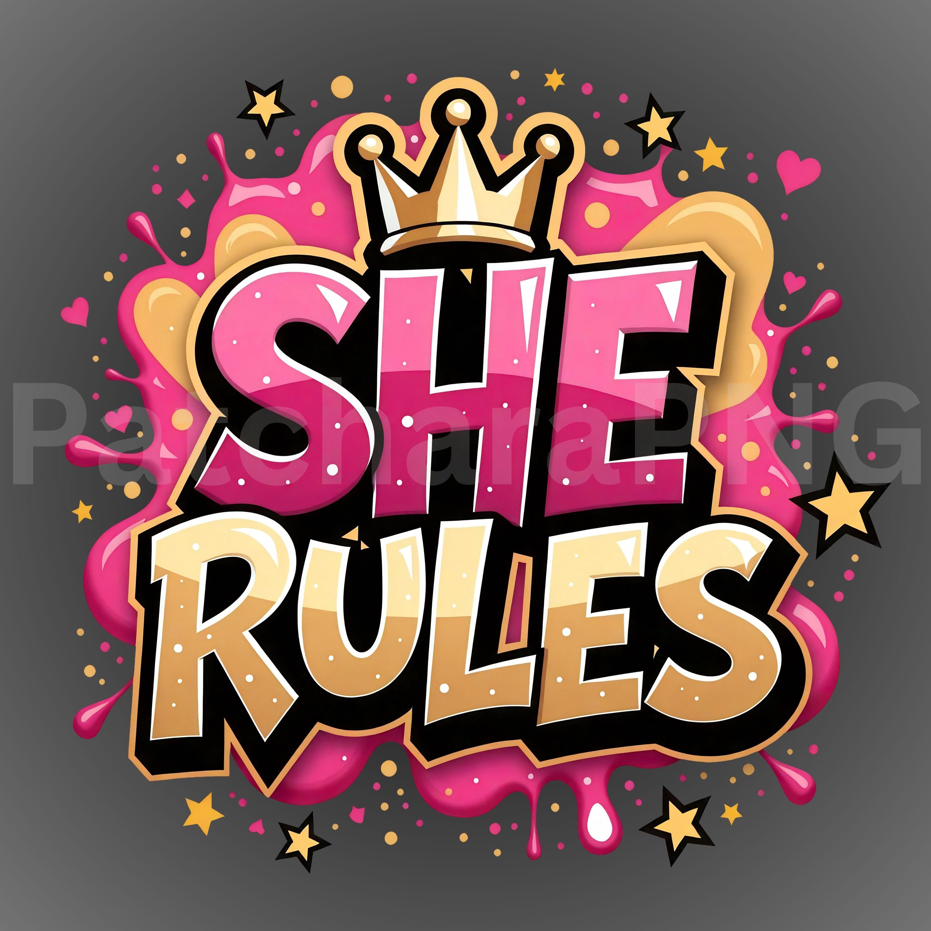 She Rules PNG | Feminine Graffiti Quote Clipart With Crown | Girl Power ...