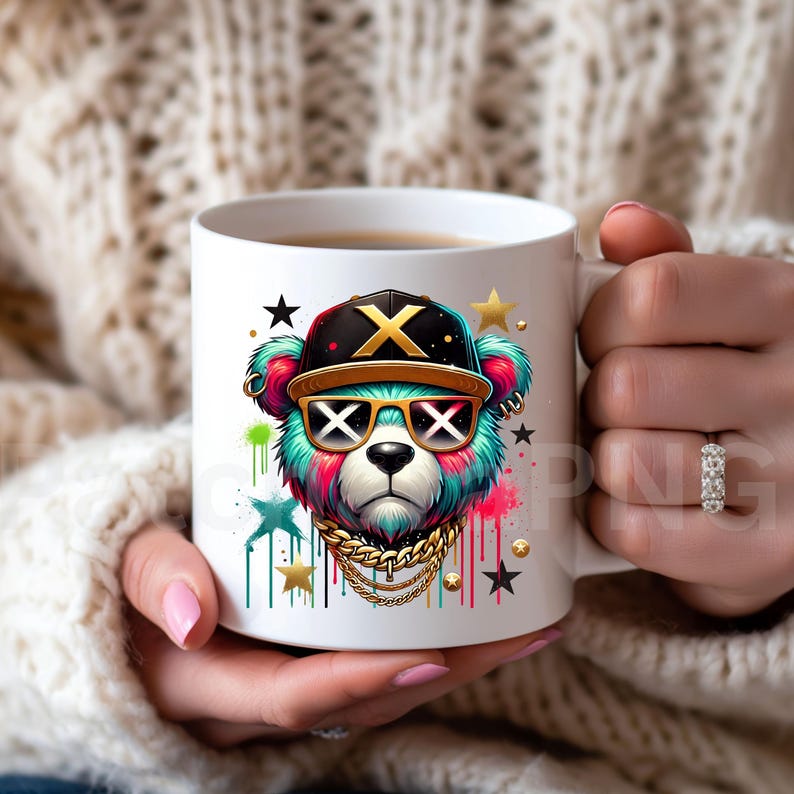 Drip Teddy PNG | Colorful Gangsta Bear Clipart With Sunglasses | Urban ...