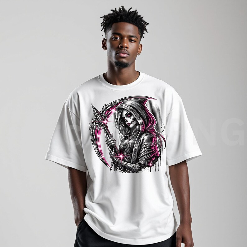 Gothic Reaper Girl PNG, Pink Scythe Clipart for Shirt, Dark Alt ...