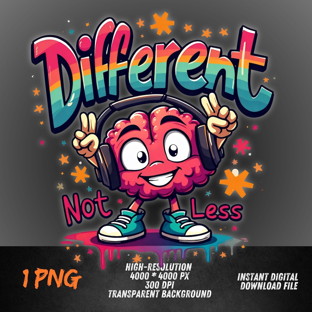 Neurodiversity PNG | Different Not Less Brain Clipart | Positive Autism ...