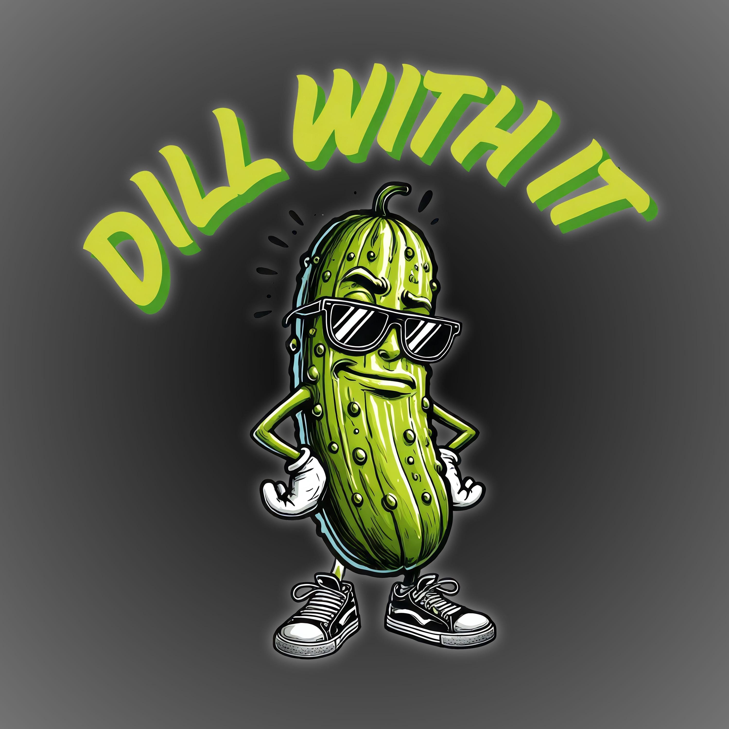 Dill With It PNG | Funny Pickle With Sunglasses Clipart | Urban Pun ...