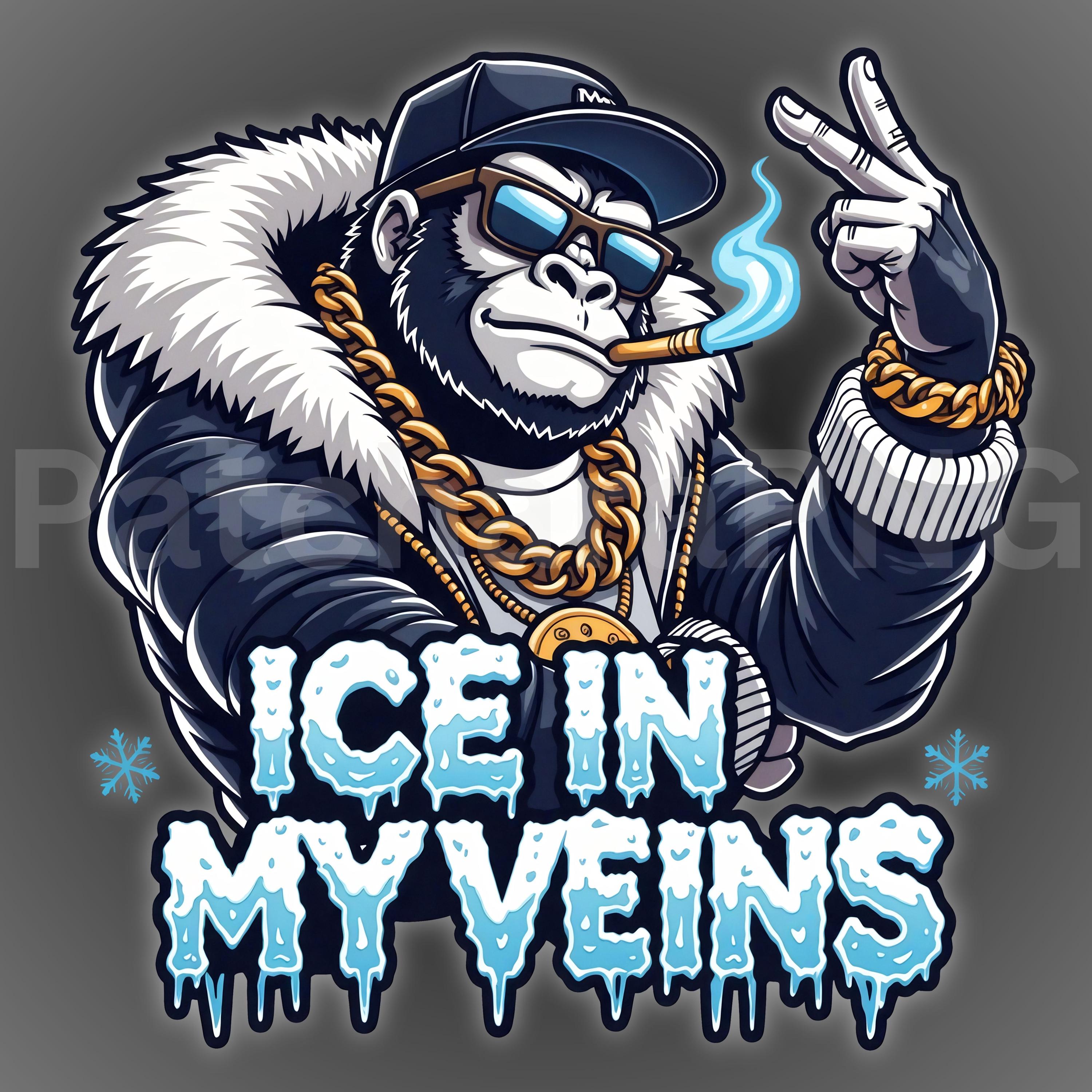 Ice in My Veins Gorilla PNG | Trap Gorilla Mascot Clipart | DTF ...