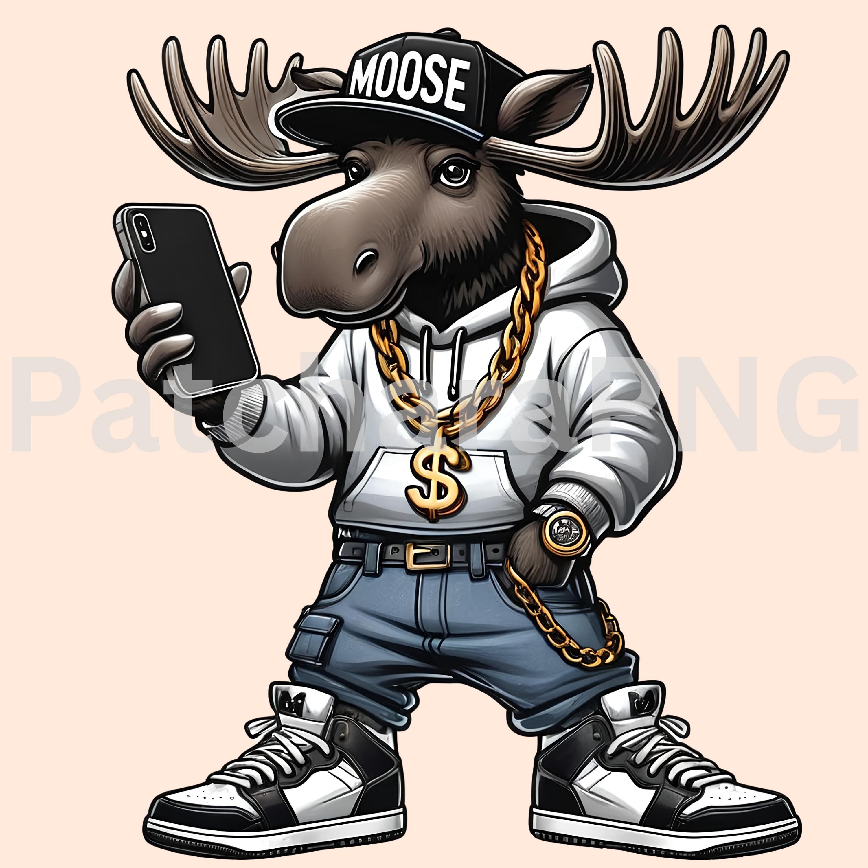Hip-hop Moose Cartoon Clipart | Cool Moose With Gold Chain & Hoodie ...