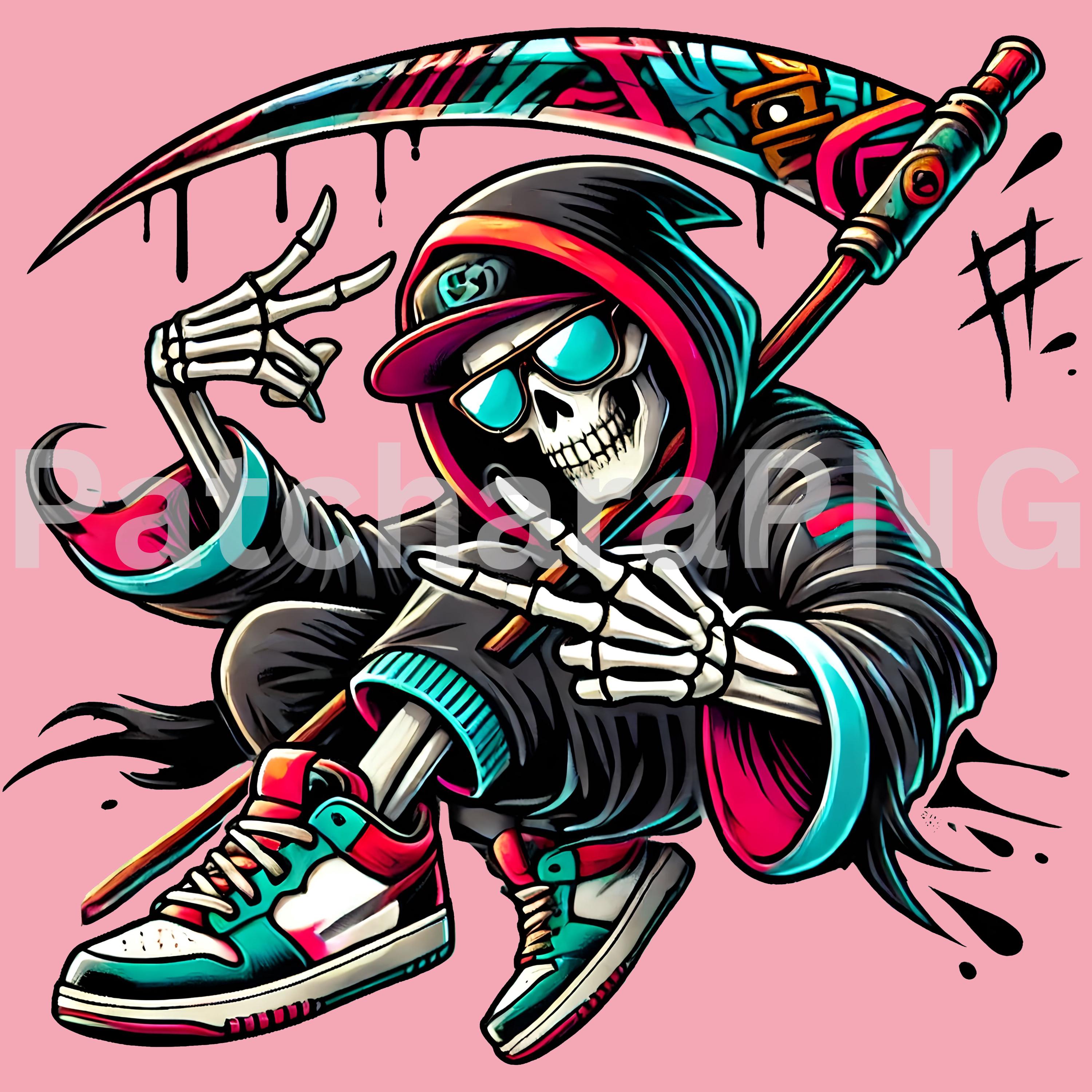 Grim Reaper PNG | Streetwear Reaper Clipart With Fire and Scythe | Edgy ...