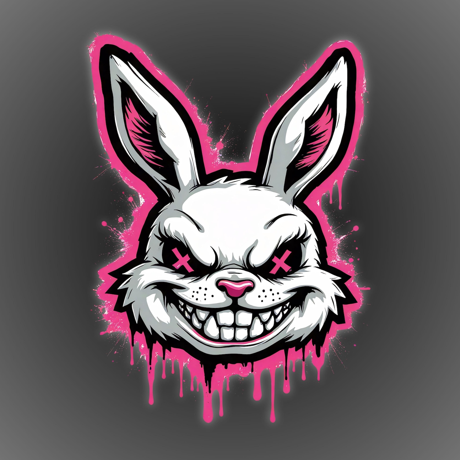 Evil Bunny PNG | Crazy Rabbit Face Clipart | Graffiti Style Animal ...